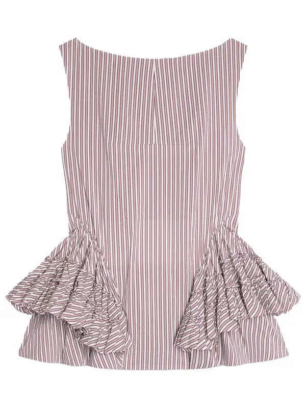 Dries Van Noten Casey Striped Ruffled Peplum Top - Brown