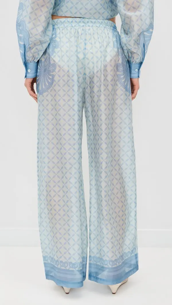SHANI SHEMER Macey Wide Leg Tropical Print Chiffon Pants