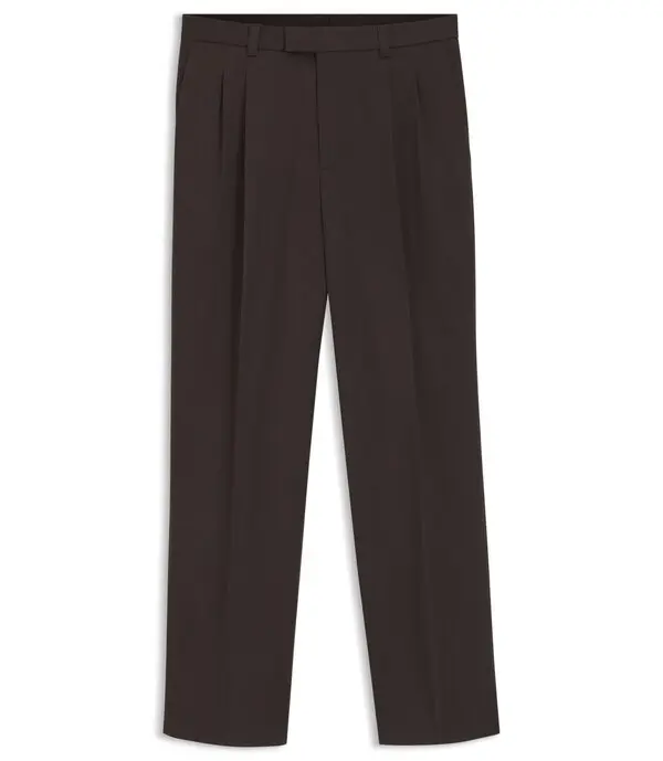 BOSS Oversized-fit Trousers In Cotton And Linen - Dark Brown