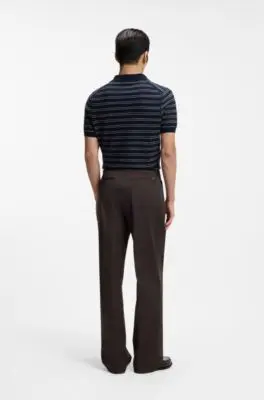 BOSS Oversized-fit Cotton And Linen Blend Trousers With Double Pleats - Dark Brown