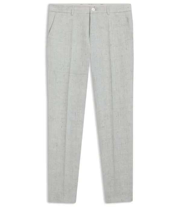 BOSS Slim-fit Trousers In Patterned Linen - Light Grey