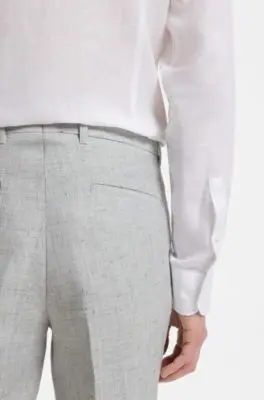 BOSS Slim-fit Patterned Linen Trousers