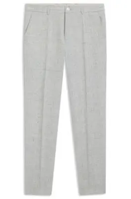 BOSS Slim-fit Patterned Linen Trousers
