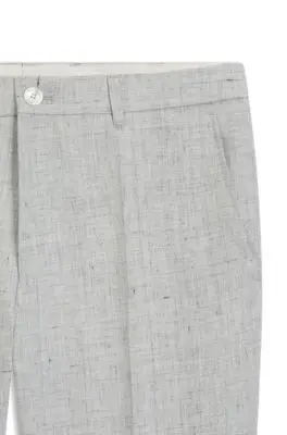 BOSS Slim-fit Patterned Linen Trousers