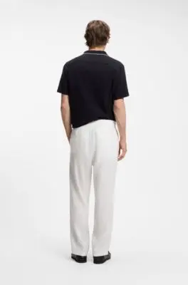 Hugo Straight-fit Drawstring Trousers In Linen Blend - White