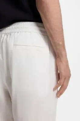 Hugo Straight-fit Drawstring Trousers In Linen Blend - White