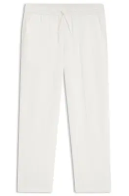 Hugo Straight-fit Drawstring Trousers In Linen Blend - White