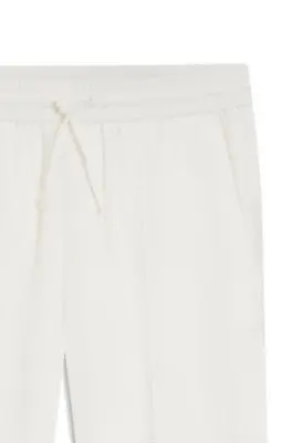 Hugo Straight-fit Drawstring Trousers In Linen Blend - White