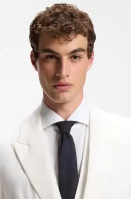 Hugo Three-piece Slim-fit Suit In Cotton And Linen