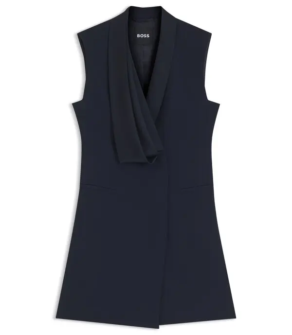 BOSS Tuxedo Style Dress With Draped Lapel - Dark Blue