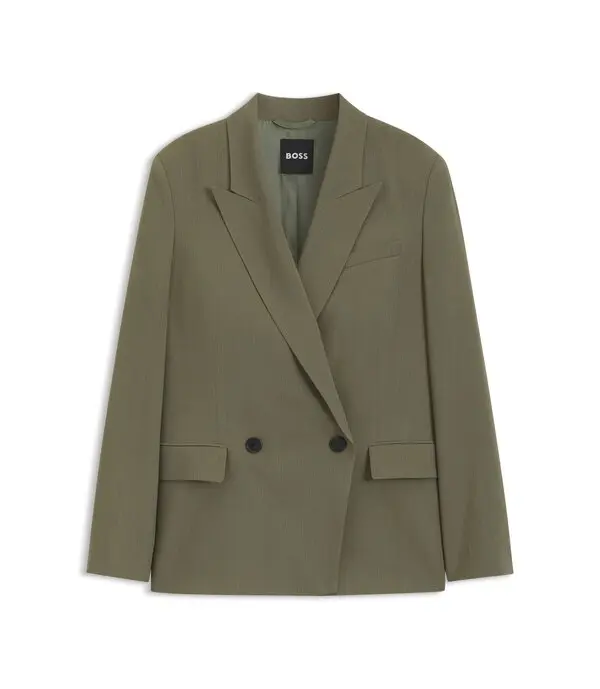BOSS Pinstripe Stretch Crepe Double-breasted Blazer