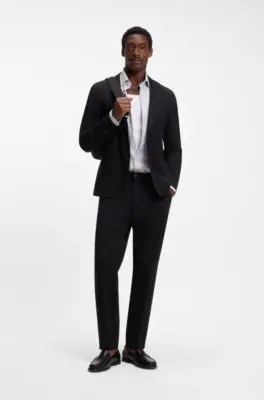 BOSS Slim-fit Blazer In Cotton-blend Jersey - Black