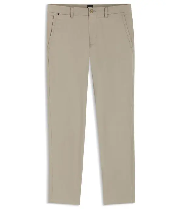 BOSS Slim-fit Pants In Stretch-cotton Dobby - Light Beige