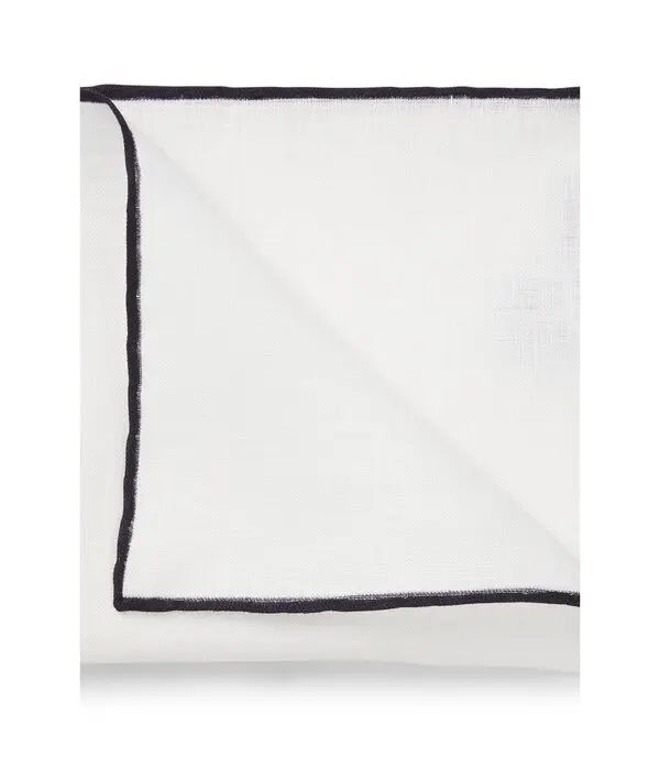 BOSS Linen Pocket Square With Contrast Border - Dark Blue