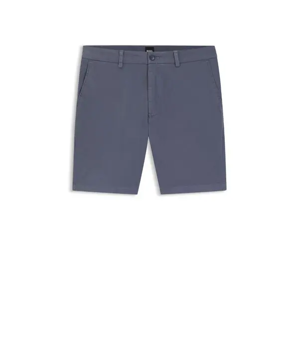 BOSS Modern-fit Shorts In Stretch-cotton Twill - Light Blue