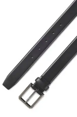 BOSS Smooth Leather Belt With Engraved Buckle