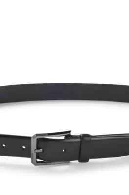 BOSS Smooth Leather Belt With Engraved Buckle