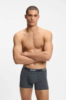 BOSS Three-pack Of Stretch-cotton Boxer Briefs With Logo Waistband - Light Blue