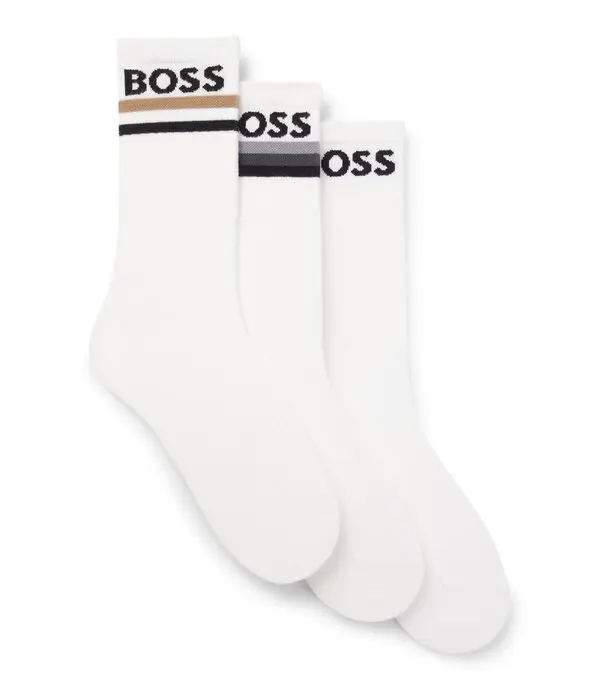BOSS Three-pack Bamboo-blend Ankle Socks With Logo Detailing - Patterned
