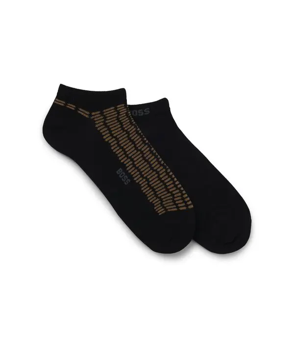 BOSS Two-pack Cotton-blend Ankle Socks With Logo Detailing - Black