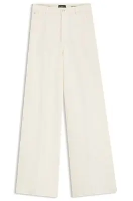 BOSS Wide-leg Cream Denim Jeans With Front Crease