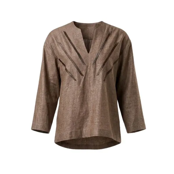 GLAM ON YOU Maven Top Linen V-neck Shirt