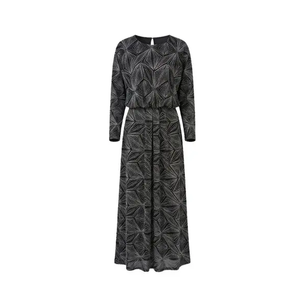 GLAM ON YOU Abri Geometric Print Kaftan - Black
