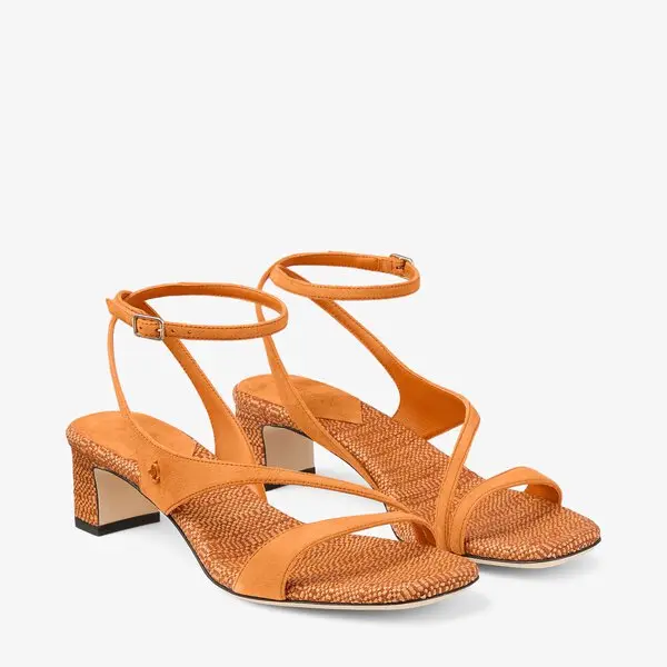 JIMMY CHOO Faye 45 Suede And Raffia Sandals