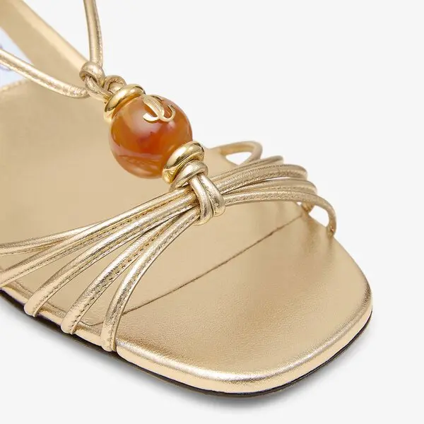 JIMMY CHOO Lova 50 Metallic Nappa Leather Sandals With Resin Bead Embellishment - Silver