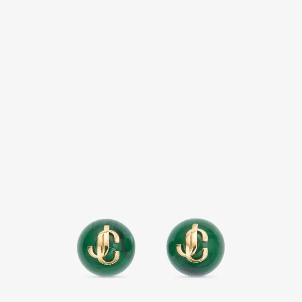 JIMMY CHOO Jc Monogram Stud Earrings - Dark Green/gold