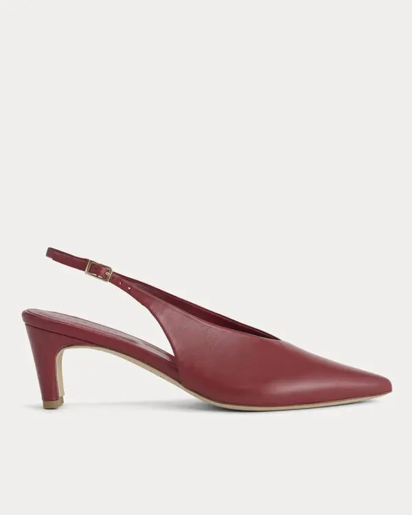 Everlane Pointed-toe Slingback Kitten Heel - Rouge