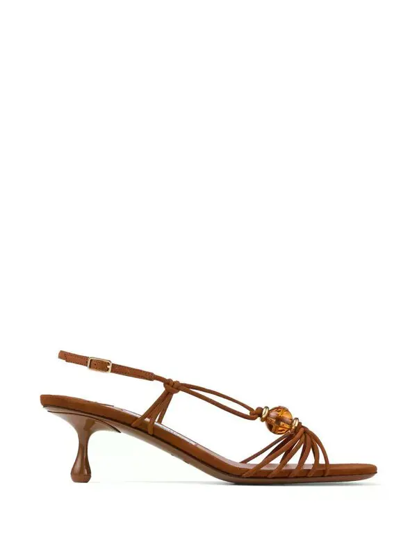 JIMMY CHOO Mix Suede Sandals With Beads - Brown