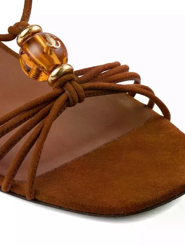 JIMMY CHOO Mix Suede Sandals With Beads - Brown