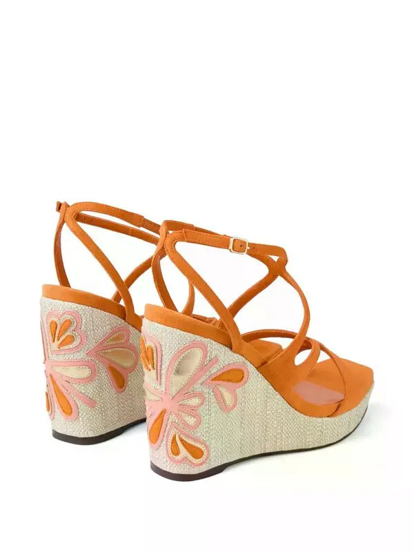 JIMMY CHOO Ayla Floral Appliqué Espadrille Wedges