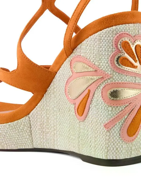 JIMMY CHOO Ayla Floral Appliqué Espadrille Wedges