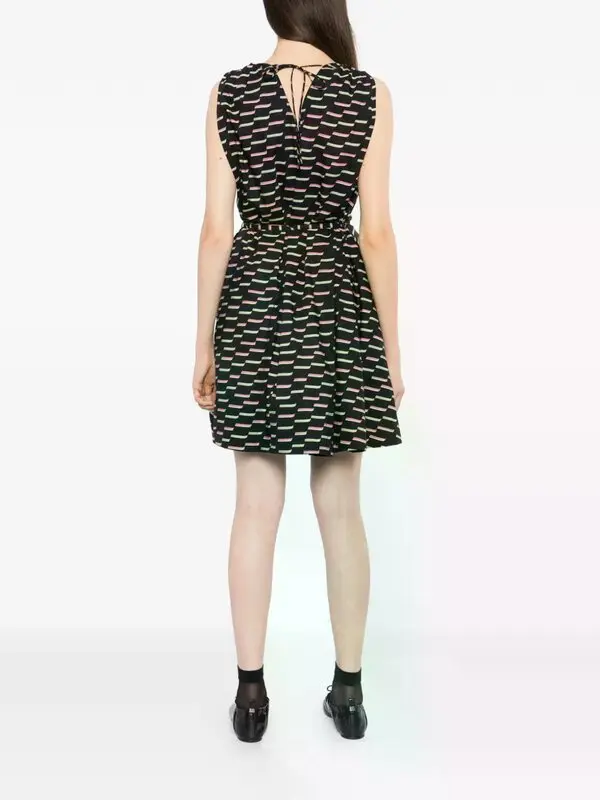 JNBY Printed A-line V-neck Sleeveless Belted Dress