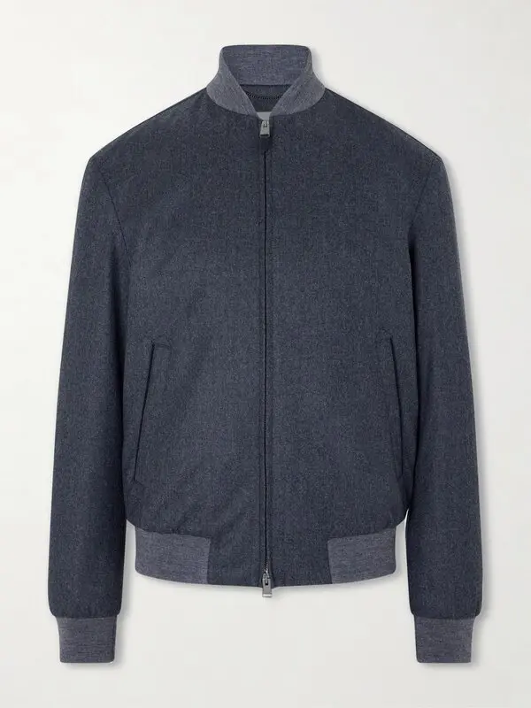 Canali Wool Bomber Jacket - Blue