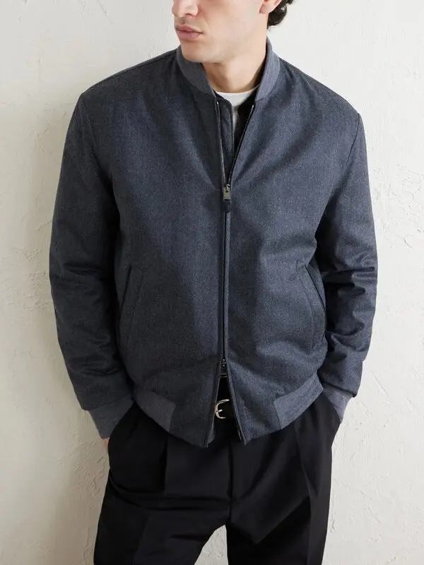 Canali Wool Bomber Jacket - Blue