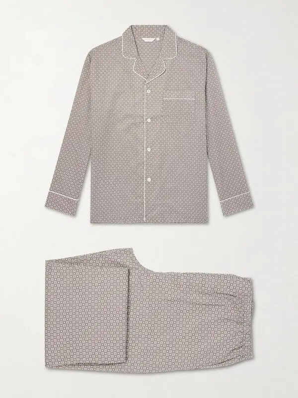 Derek Rose Ledbury 96 Printed Cotton-poplin Pyjama Set - Brown