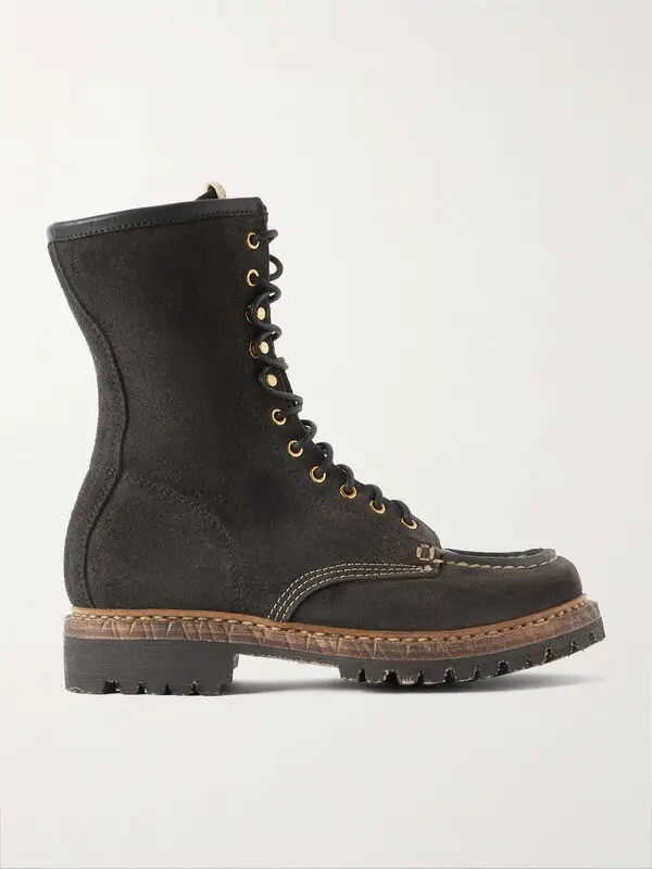Visvim Hi-folk Scout Moc Suede Boots - Black