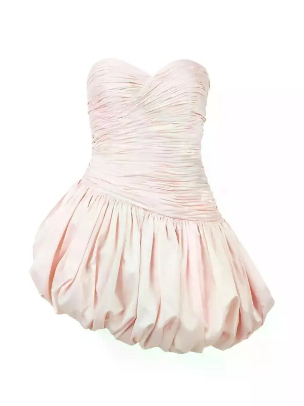 STOLEN STORES Ruched Bodice Bubble-hem Strapless Dress - Pink