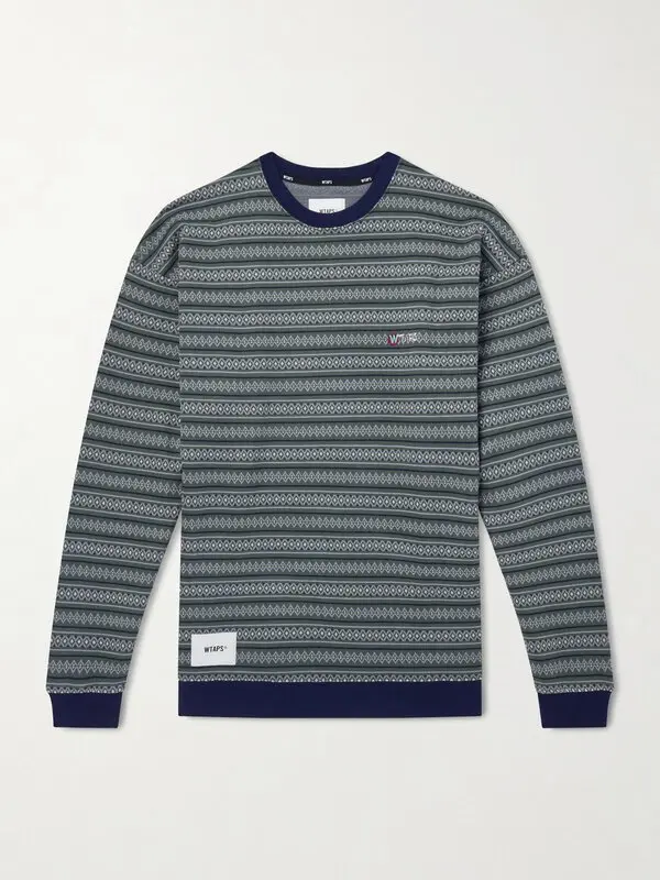 WTAPS Logo-appliquéd Striped Cotton-jersey T-shirt