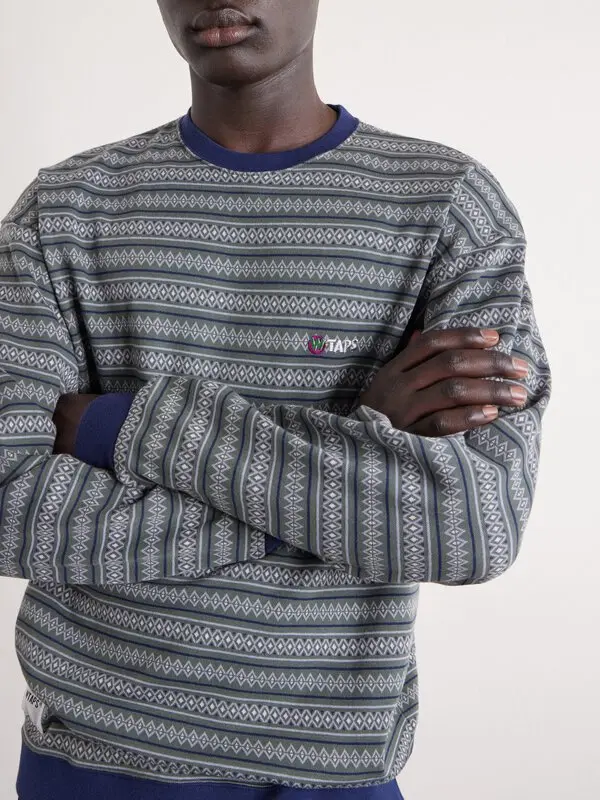 WTAPS Logo-appliquéd Striped Cotton-jersey T-shirt