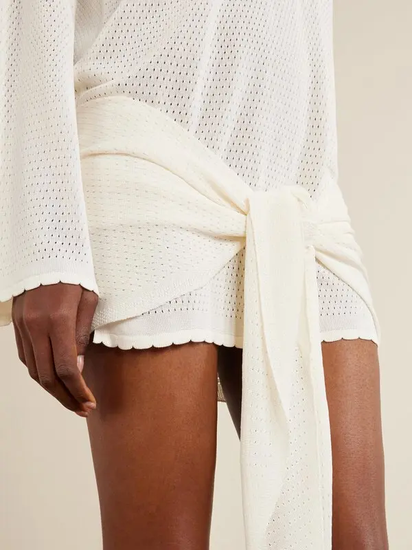 Attico Knotted Perforated Jersey Mini Dress