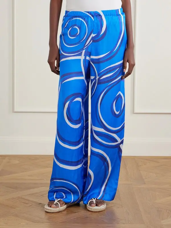 Themis Z Elysia Printed Silk-blend Wide-leg Pants