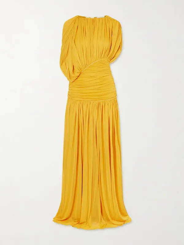 Tove Gathered Chiffon Gown - Yellow