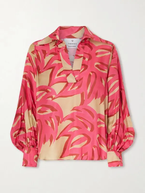 Themis Z Ismene Printed Silk-blend Satin Blouse
