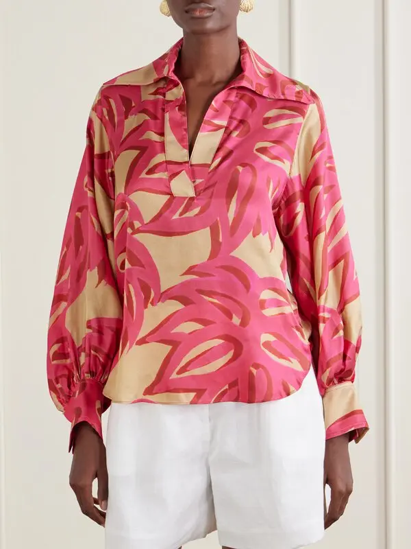 Themis Z Ismene Printed Silk-blend Satin Blouse