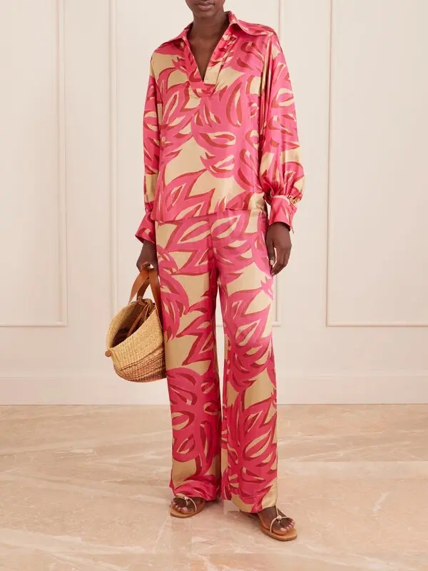 Themis Z Ismene Printed Silk-blend Satin Blouse