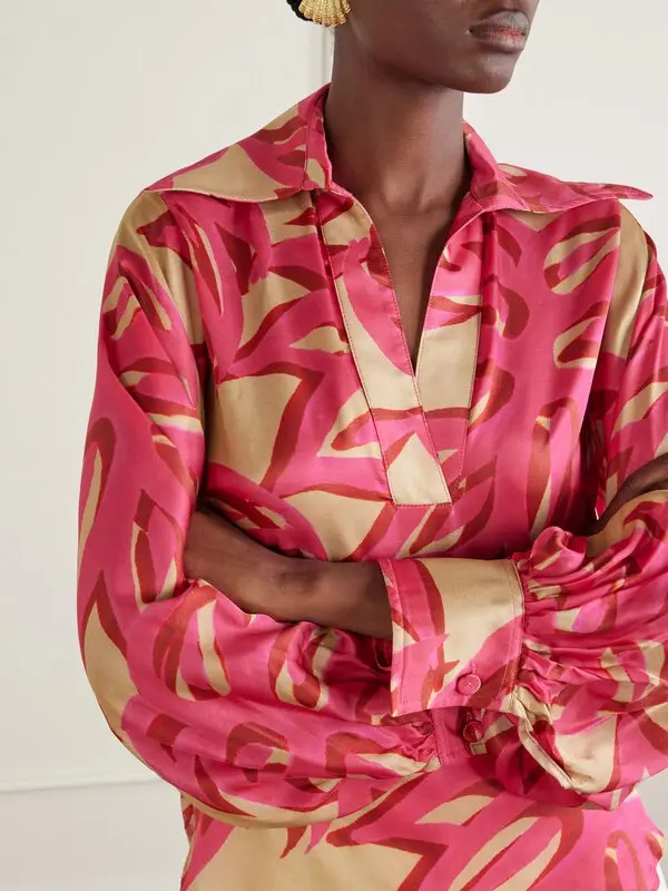 Themis Z Ismene Printed Silk-blend Satin Blouse